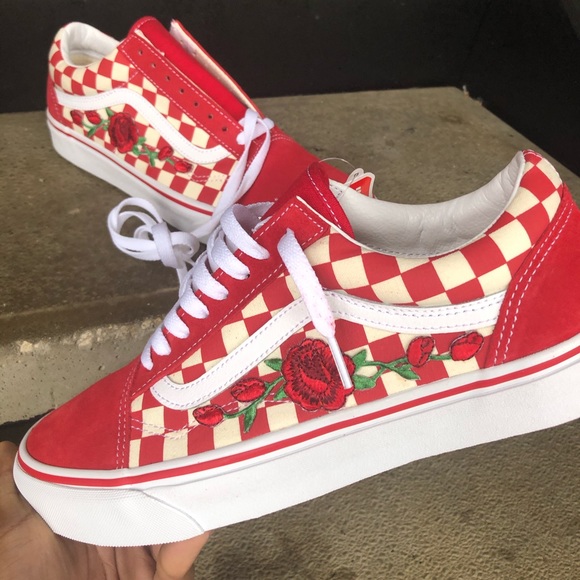 Vans | Shoes | Rose Old Skool Red Checkerboard Vans | Poshmark